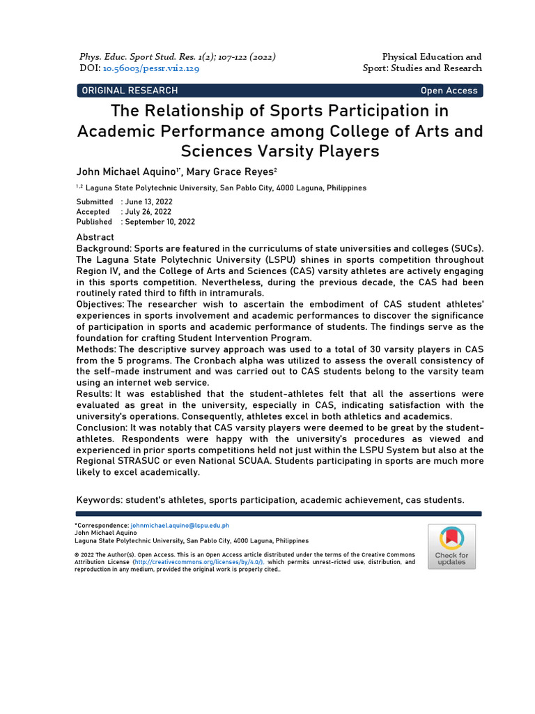 Sports Impact on Student-Athlete Academics | PDF | Self Efficacy | Sports