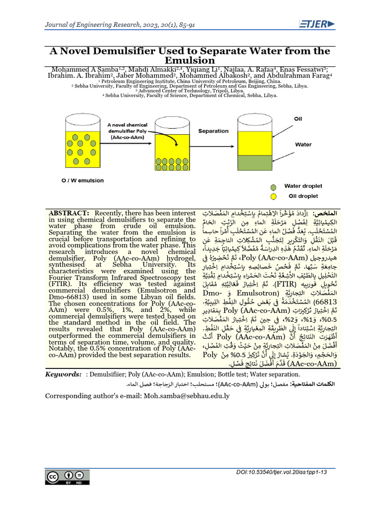 A Novel Demulsifier Used To Separate Water From The Emulsion | PDF ...