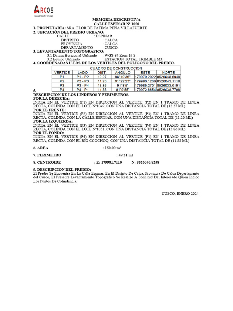 Catastro-Calca WGS 84 Zona 19 | PDF