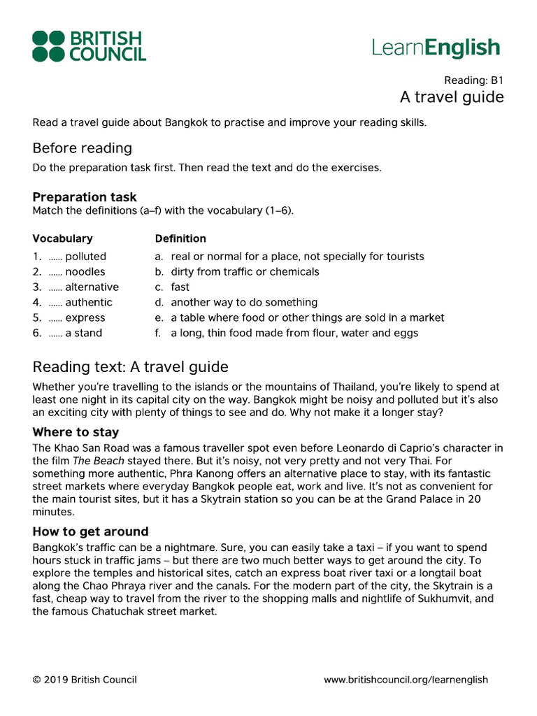 Reading 1-A Travel Guide | PDF