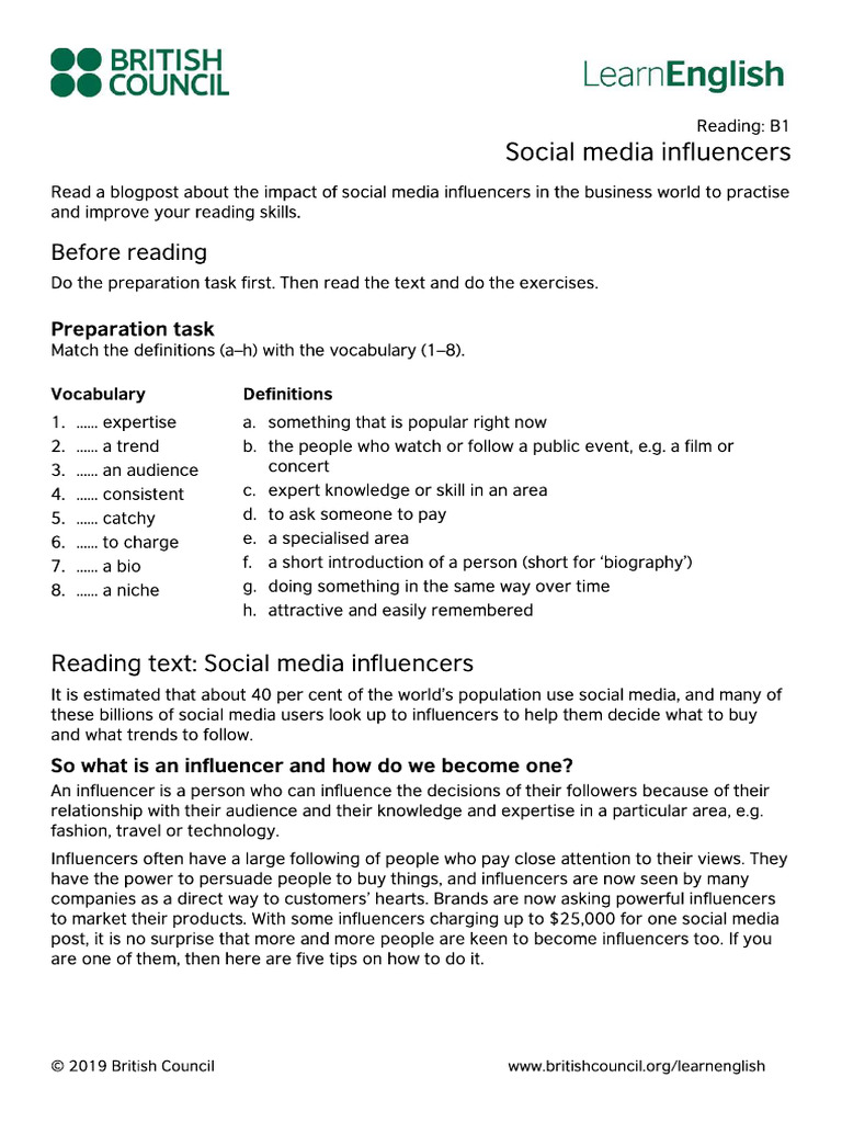Reading 2 - Social Media Influencers | PDF