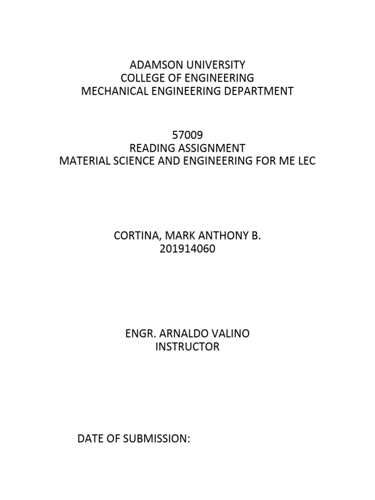 Mat Sci Reading Assign 1 | PDF | Chemical Bond | Deformation (Engineering)