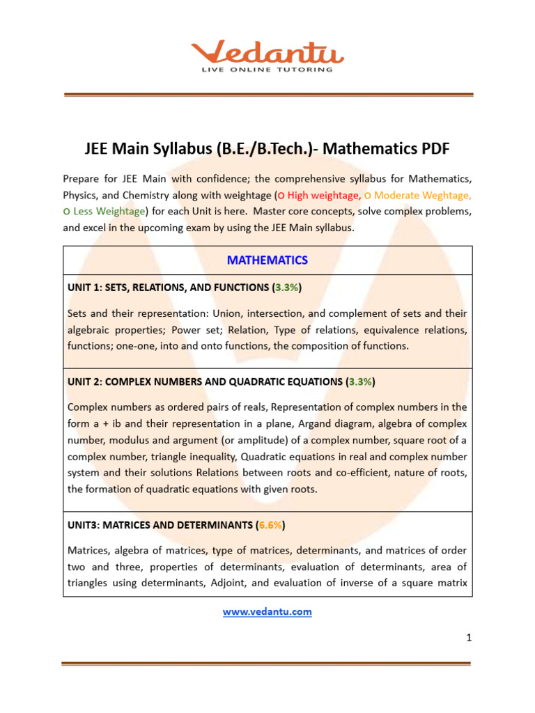 JEE Main Math Syllabus Guide | PDF | Line (Geometry) | Circle