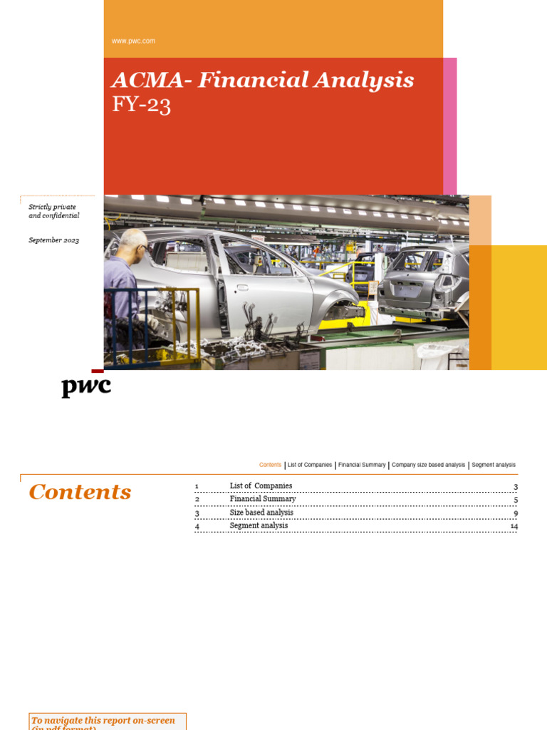 ACMA - Financial Analysis - FY23 - Auto Component | PDF | Revenue | Vehicles
