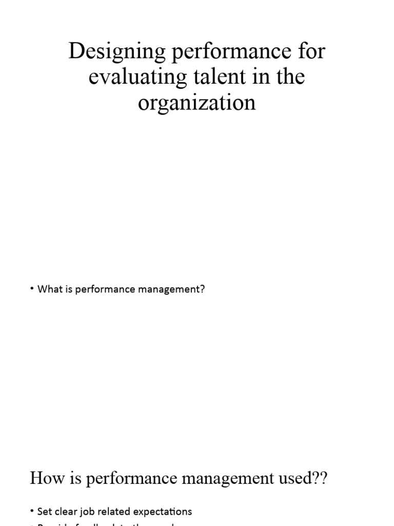 Designing Performance For Evaluating Talent in The Organization ...