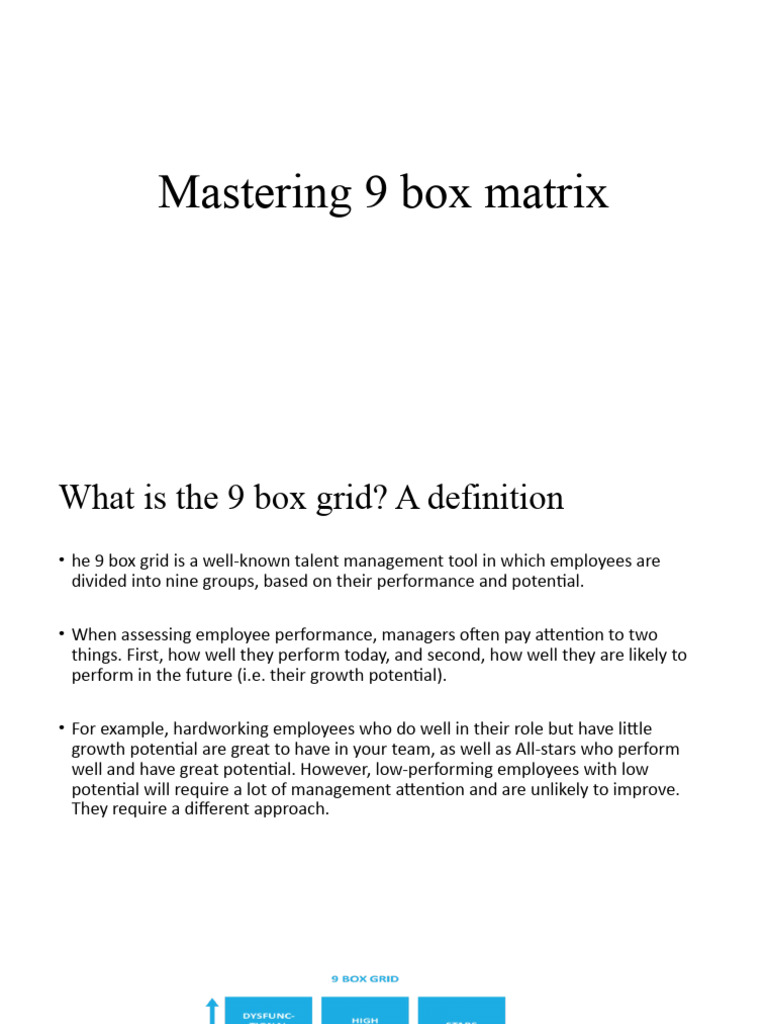 Mastering 9 Box Matrix | PDF | Employment | Economies