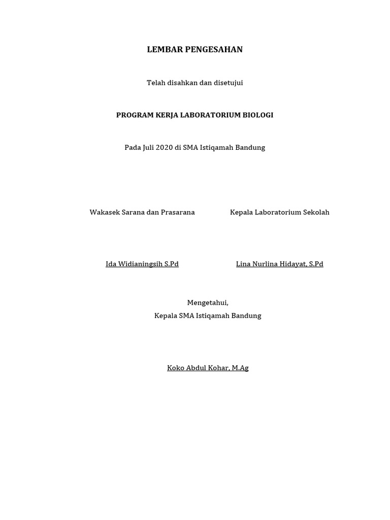 2.lembar Pengesahan Proker Lab | PDF