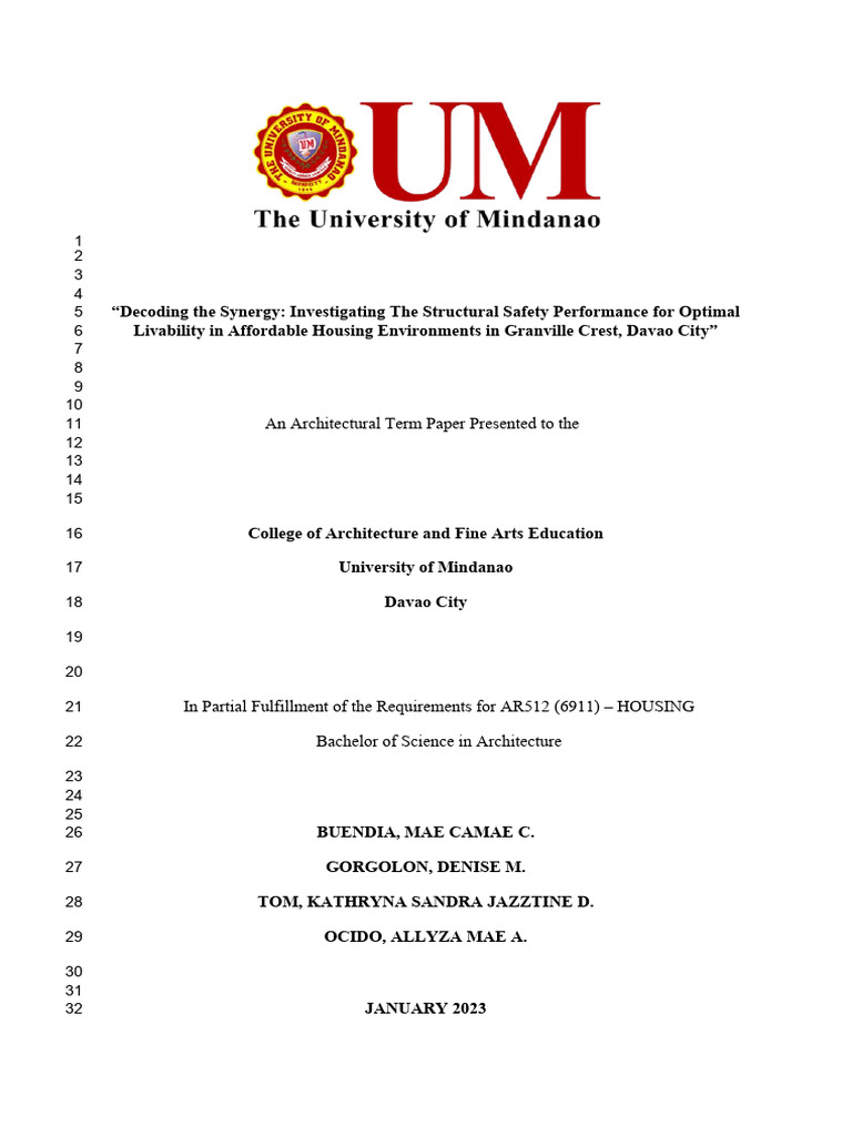 Housing Group 5 Paper Revision Sa Analysis Dapit | PDF | Survey Methodology | Quality Of Life