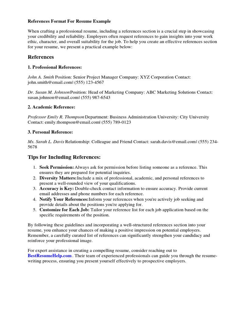 References Format For Resume Example | PDF | Résumé | Http Cookie