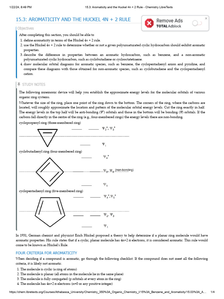 15.3 - Aromaticity and The Huckel 4n + 2 Rule - Chemistry LibreTexts ...