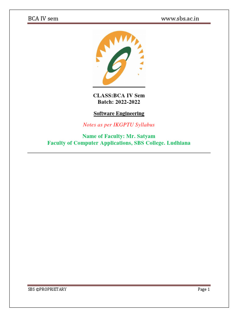 SE Unit 1 and 2 | PDF | Software Development Process | Formal Methods