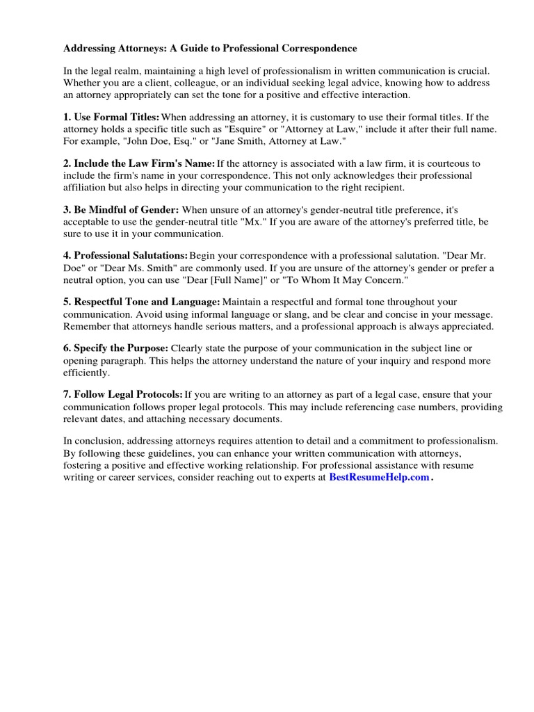 How To Address An Attorney in A Cover Letter | PDF | Lawyer | Justice