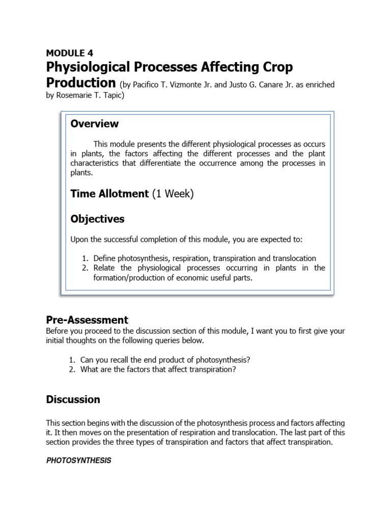 CRPSCI 1100-Module5 | PDF | Cellular Respiration | Photosynthesis