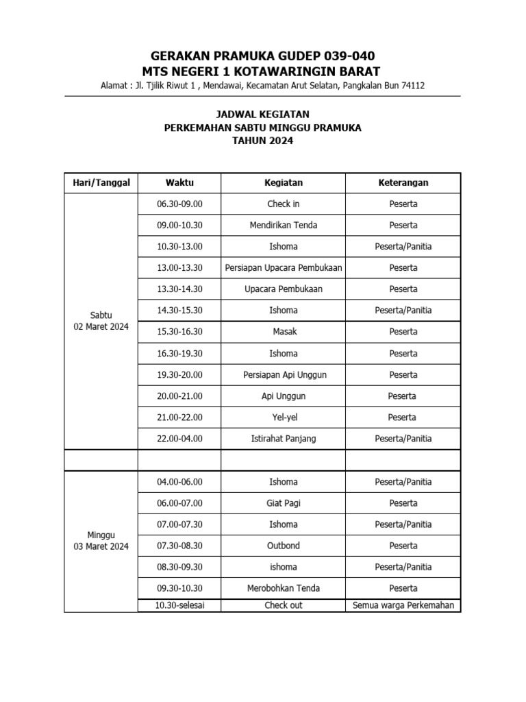 Jadwal Persami 2024 | PDF