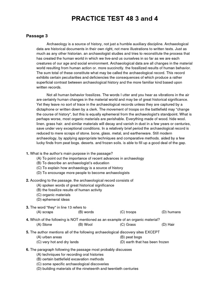 TOEFL Reading Comprehension 48 Pass 3 and 4 | PDF | Archaeology | Dances