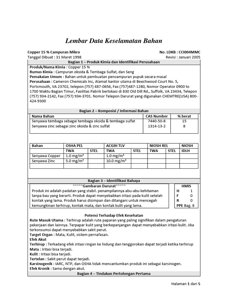 LDKB SA Micro 15% Zincop 25 | PDF | Sains & Matematika