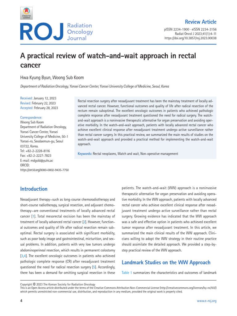 A Practical Review of Watch-And-Wait | PDF