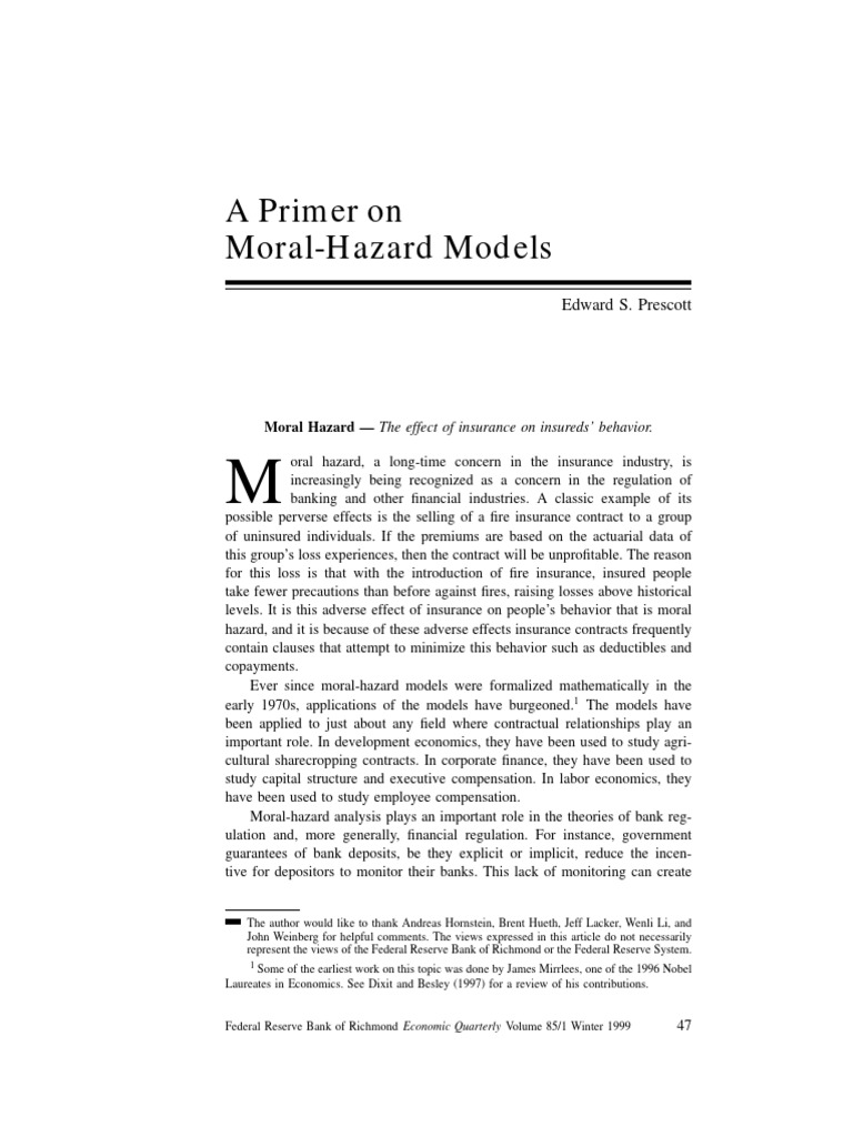Understanding Moral Hazard Models | PDF | Moral Hazard | Mathematical ...