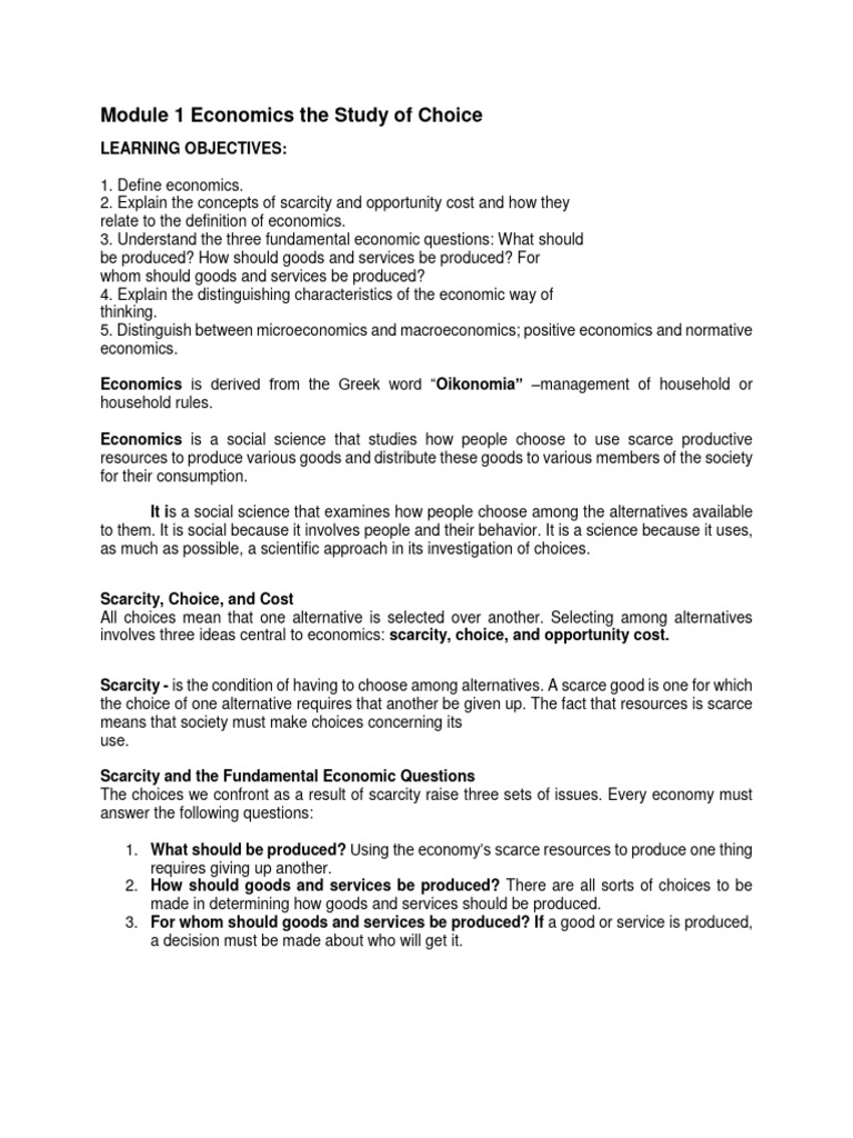 Module 1 Economics | PDF | Economics | Hypothesis