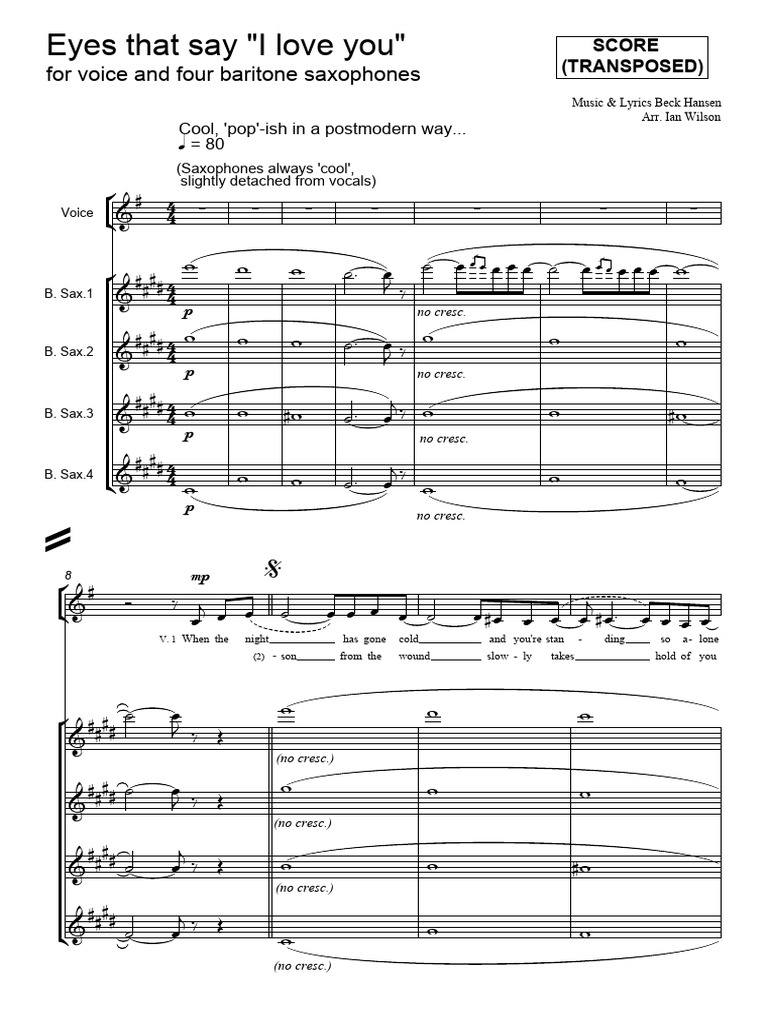Eyes That Say I Love You II SCORE | PDF | Music Industry | Musical ...