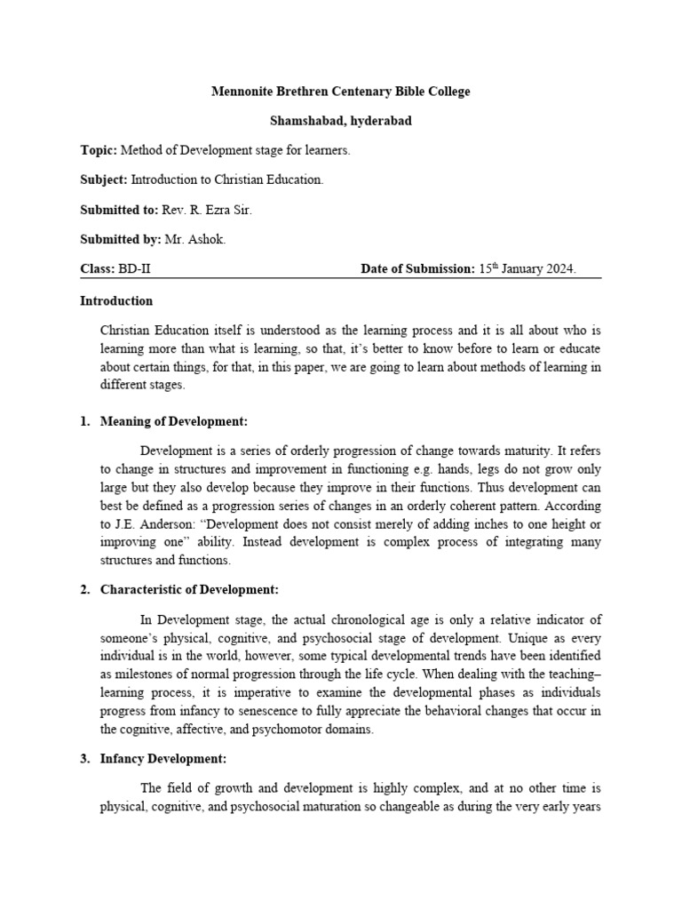 BD-II, MR - Ashoke ICE Assignment. | PDF | Adolescence | Learning