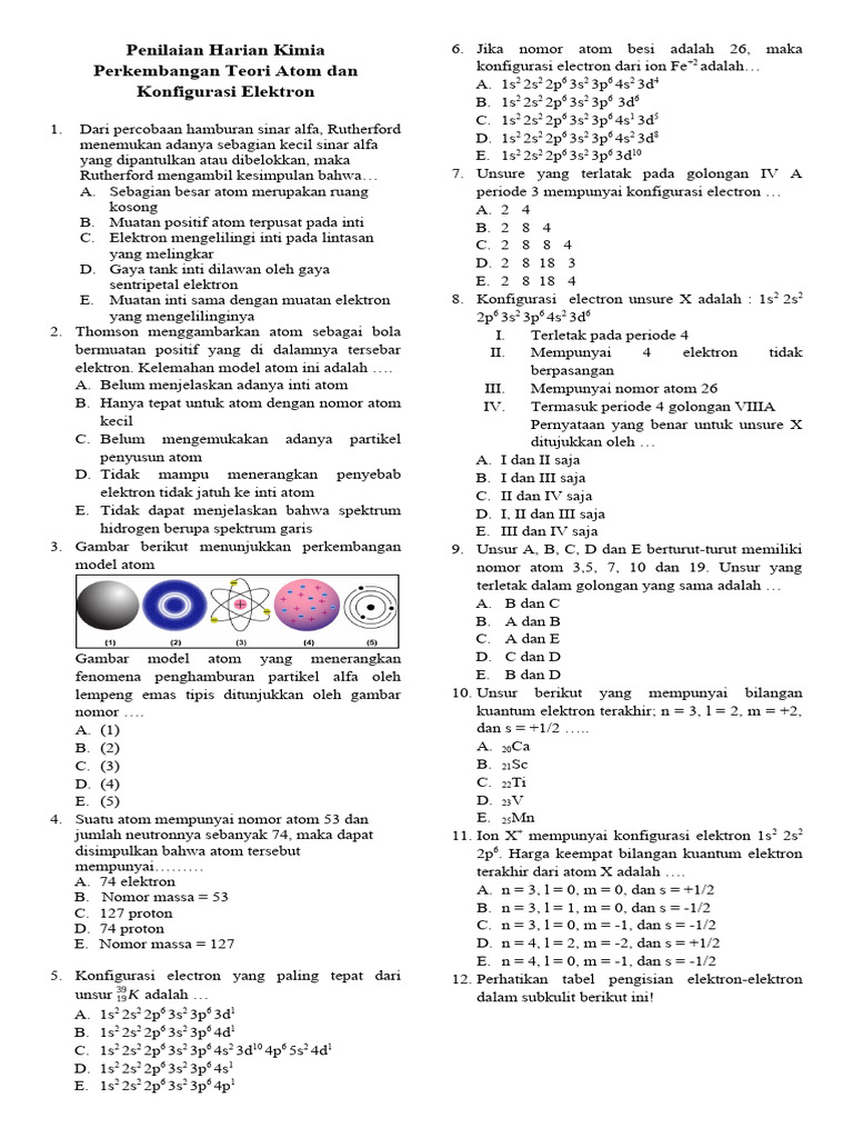 Latihan Soal Konfigurasi Elektron | PDF