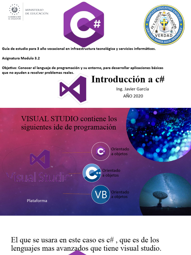 Guia de Estudio Introduccion A C# | PDF | C Sharp (lenguaje de programación) | Lenguaje de ...