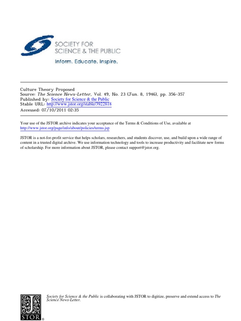 Culture Theory Proposed | PDF | Blood | Projectiles