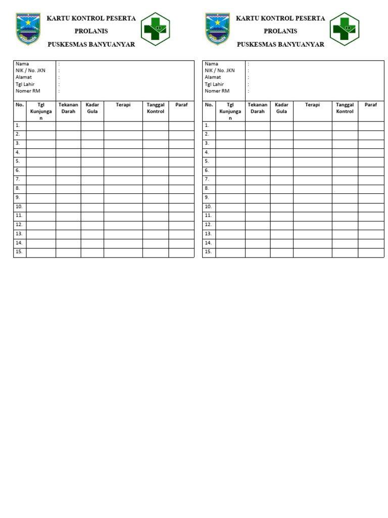 Kartu Kontrol Prolanis | PDF