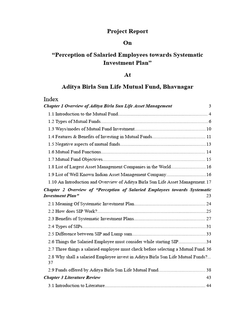 Finance Sample Project | PDF | Investment Fund | Mutual Funds
