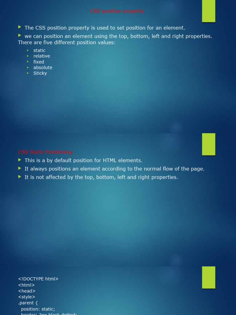 CSS Layout - The Position Property | Download Free PDF | Page Layout | Computer File Formats