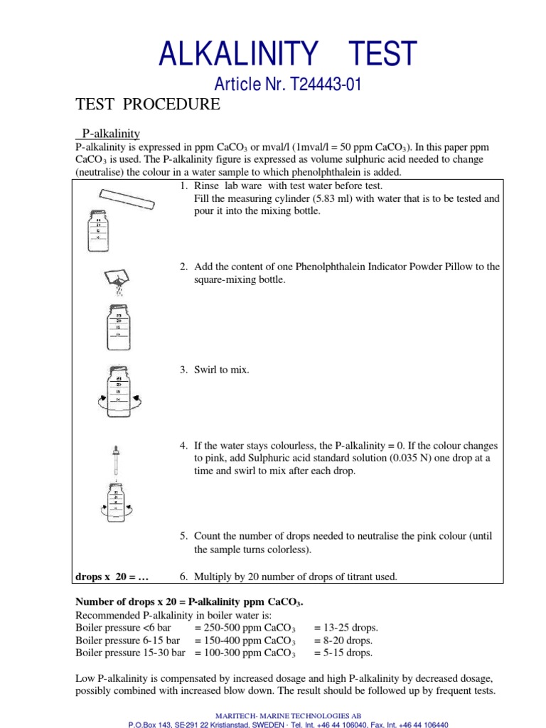 Alkalinity Test: Article Nr. T24443-01 | PDF