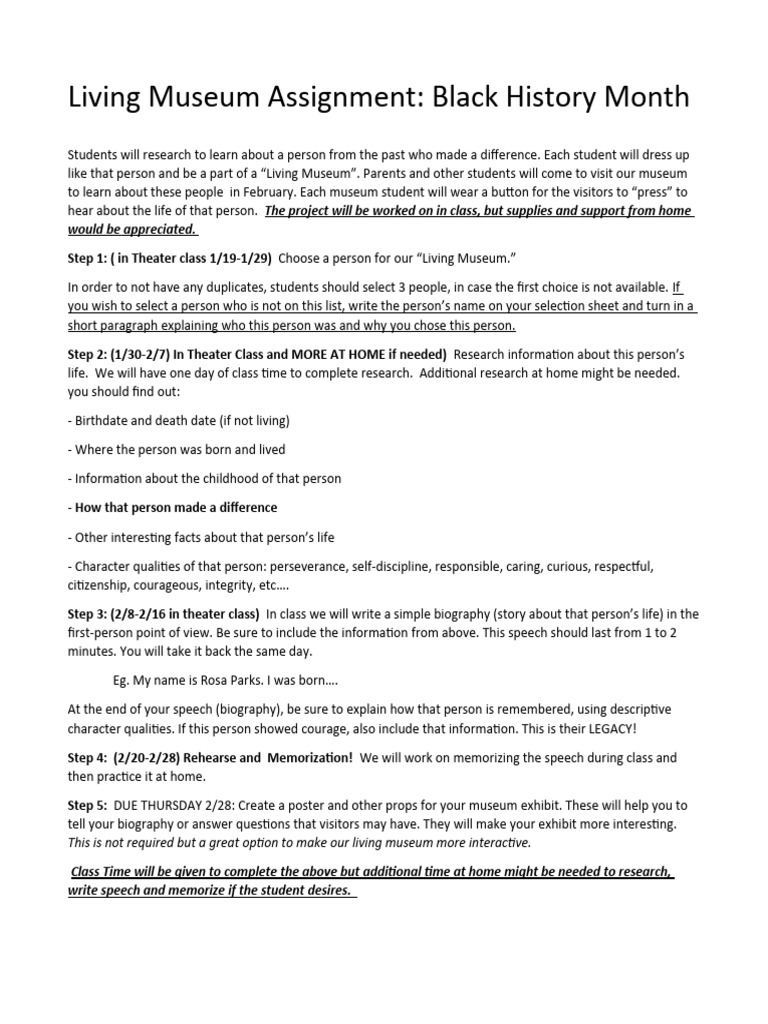 ONLINE VERSION Living Museum Assignment | PDF | Michelle Obama