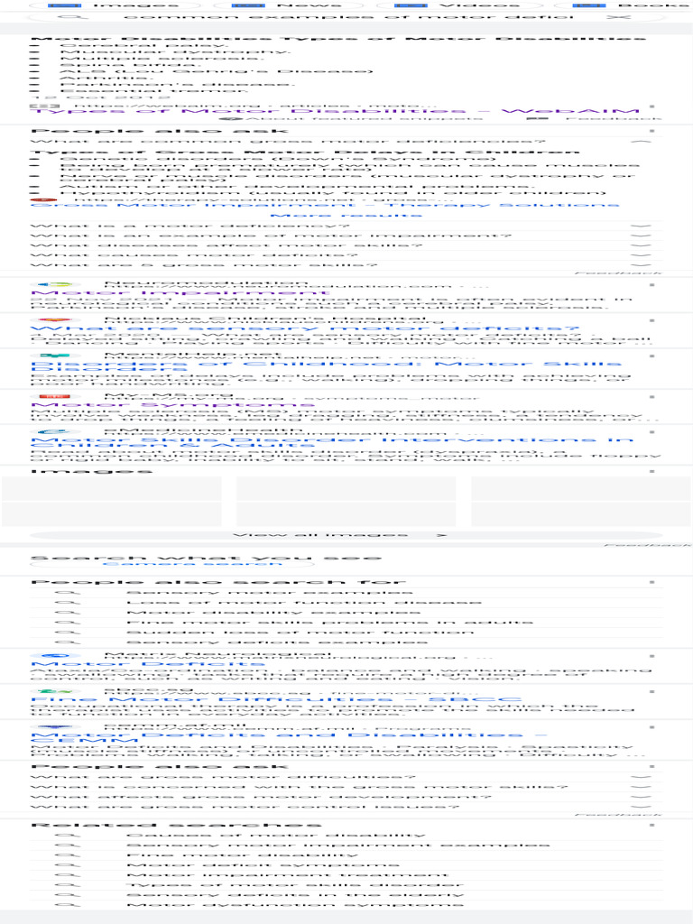 Common Examples of Motor Deficiencies - Google Search | PDF | Cerebral ...