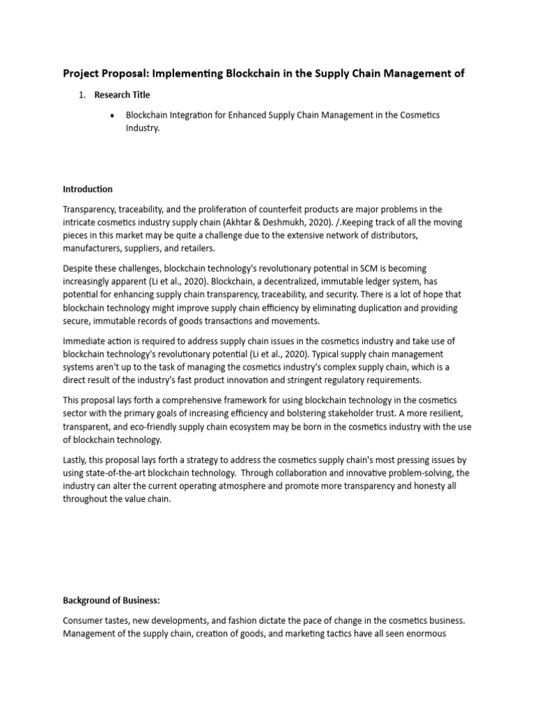 Project Proposal | PDF | Supply Chain | Privacy