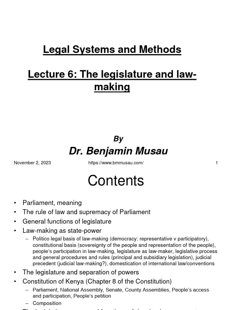 Kenyan Parliament's Role in Law-Making | PDF | Parliament | Bill (Law)