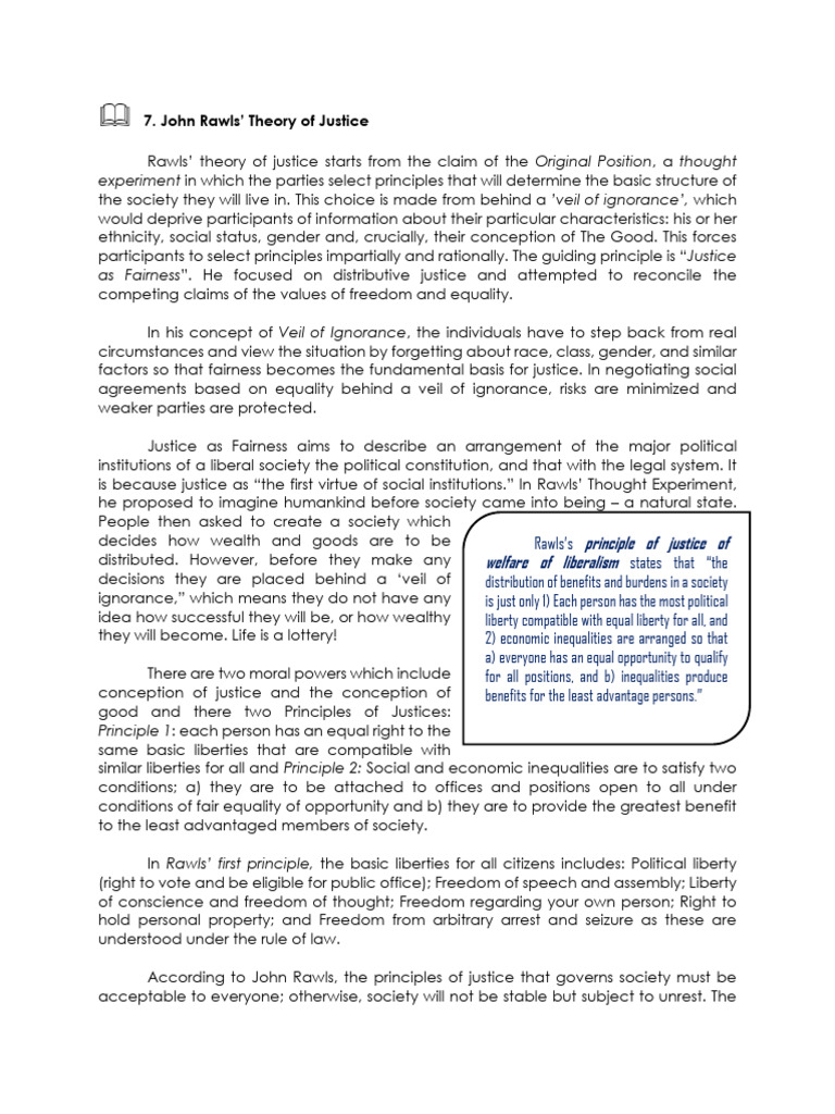 John Rawls Theory | PDF