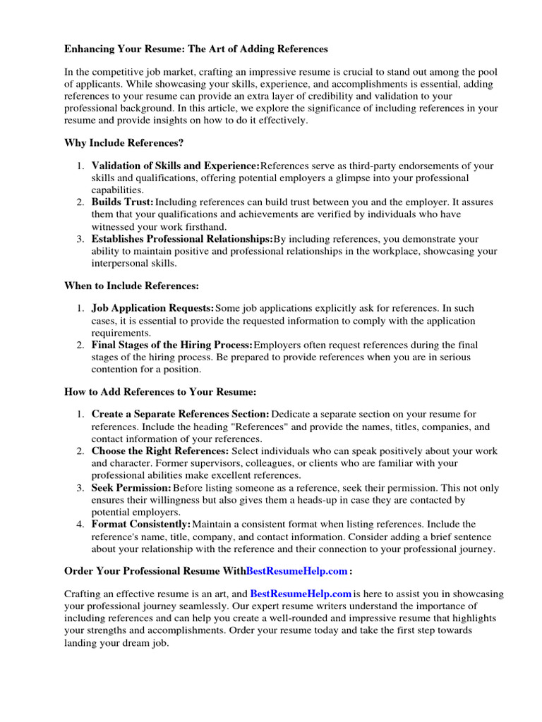 Adding References To Resume | PDF | Résumé | Linked In