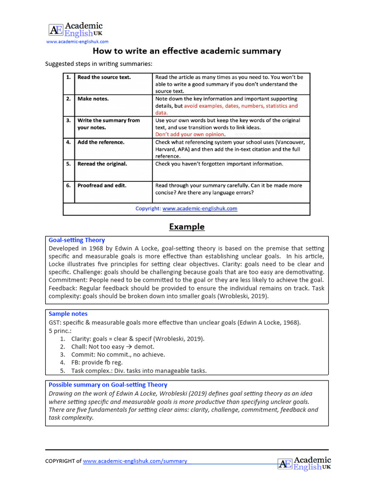How To Write An Effective Academic Summary Worksheet Download FREE by ...