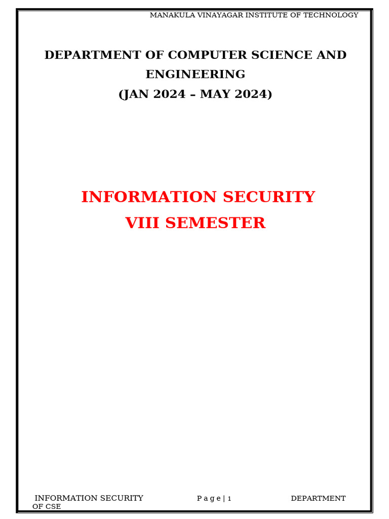 Unit I | PDF | Information Security | Computer Security