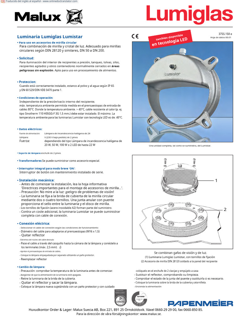 4099 3755.158.00.lumistar - Eng Malux - En.es | PDF | Diodo emisor de ...