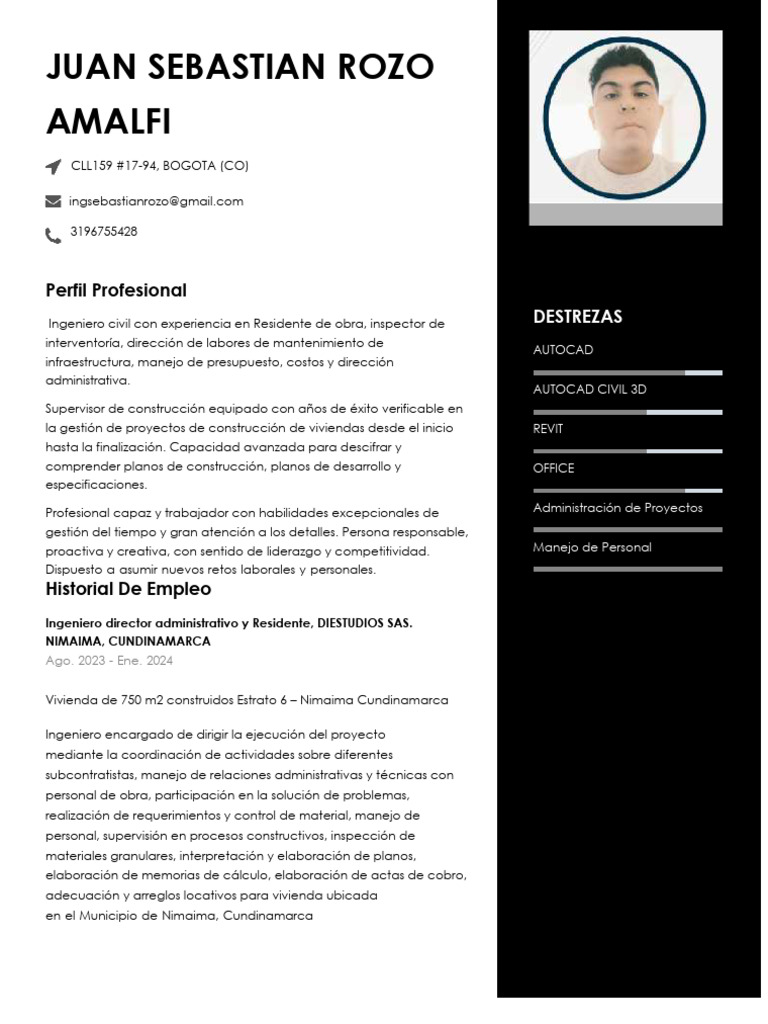 Hoja de Vida Sebastian Rozo 2024 | PDF | Bogotá | Ingeniería