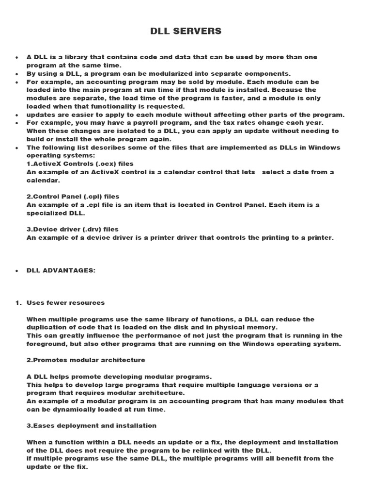 DLL Servers | PDF | Library (Computing) | Office Equipment