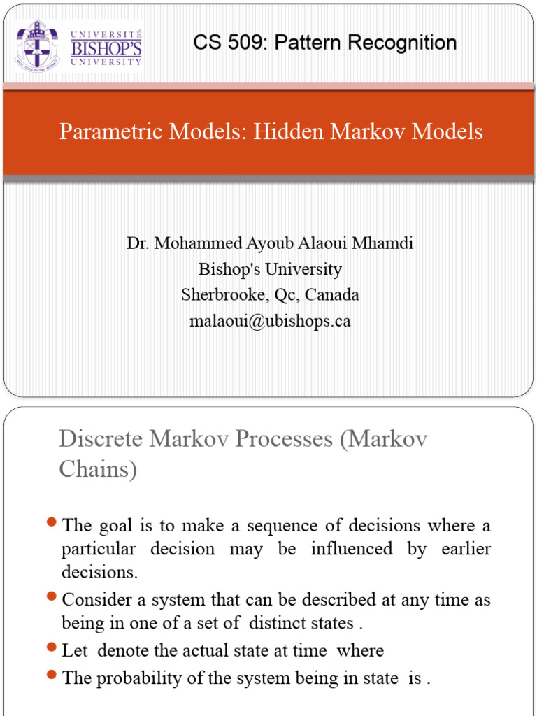 Parametric Models Hidden Markov Models | PDF | Markov Chain | Statistical Models