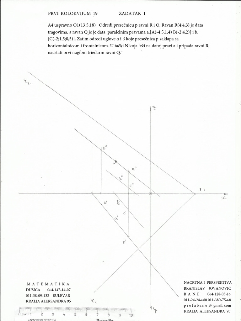 Nacrtna Geometrija, 19-24 Urađene Postavke Zadataka Za Prvi Kolokvijum Bane 064-128-03-16 | PDF