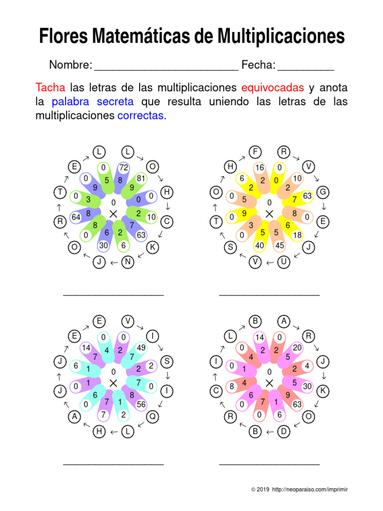 Flores Matematicas Multiplicacion | PDF