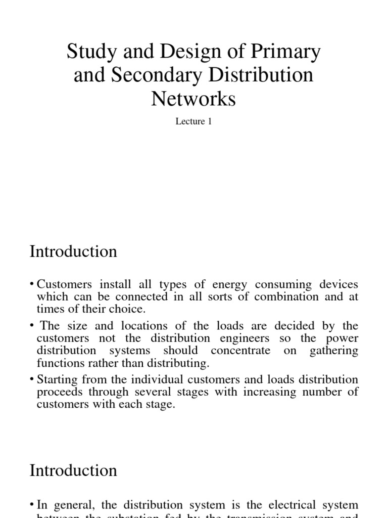 Lecture 1 Study and Design of Primary and Secondary Distribution | PDF | Electrical Substation ...