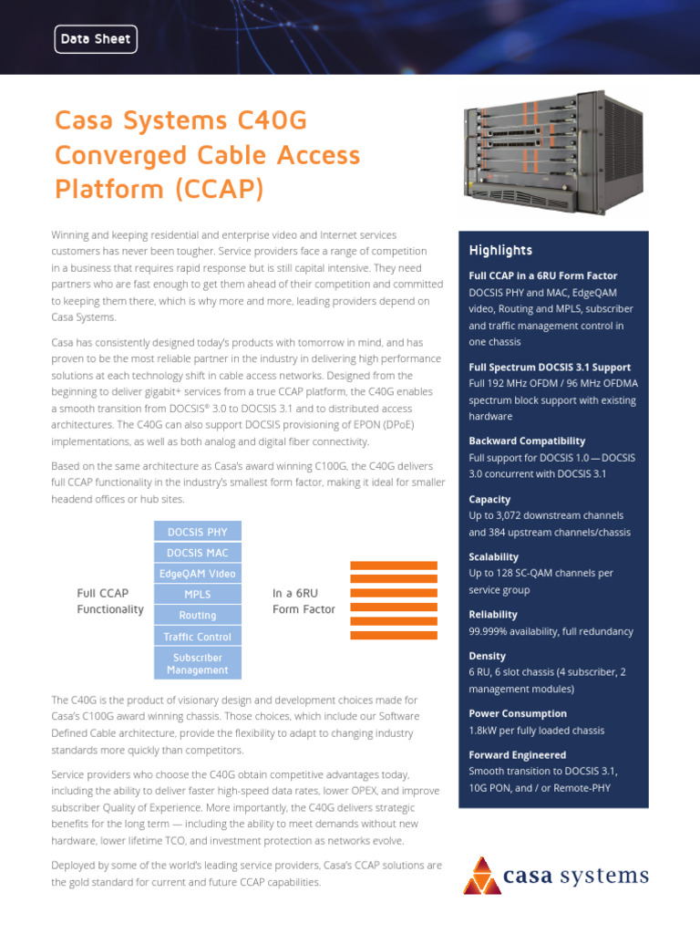 Casa Datasheet C40G | PDF