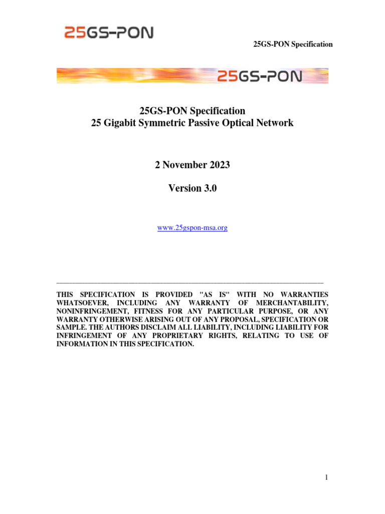 25GS PON Specification V3.0 | PDF | Data Transmission | Optics