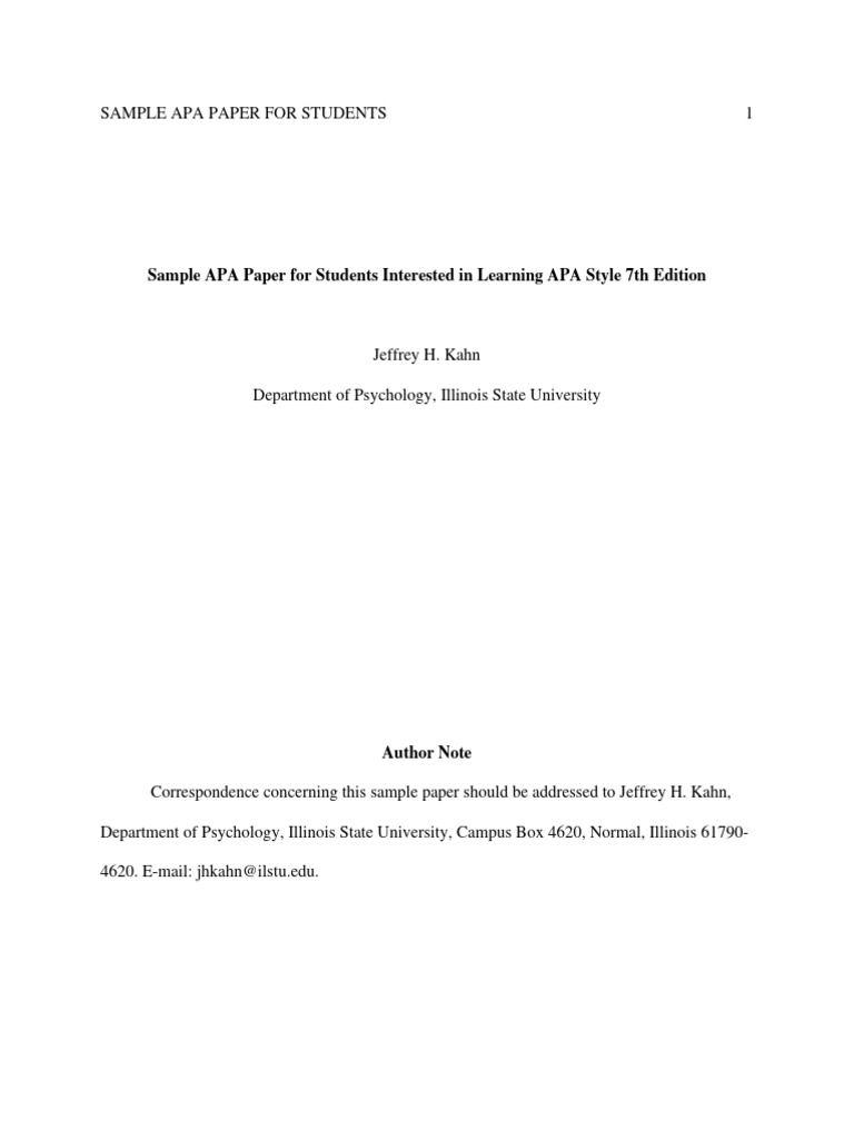 APAsample | PDF | Data Analysis | Apa Style